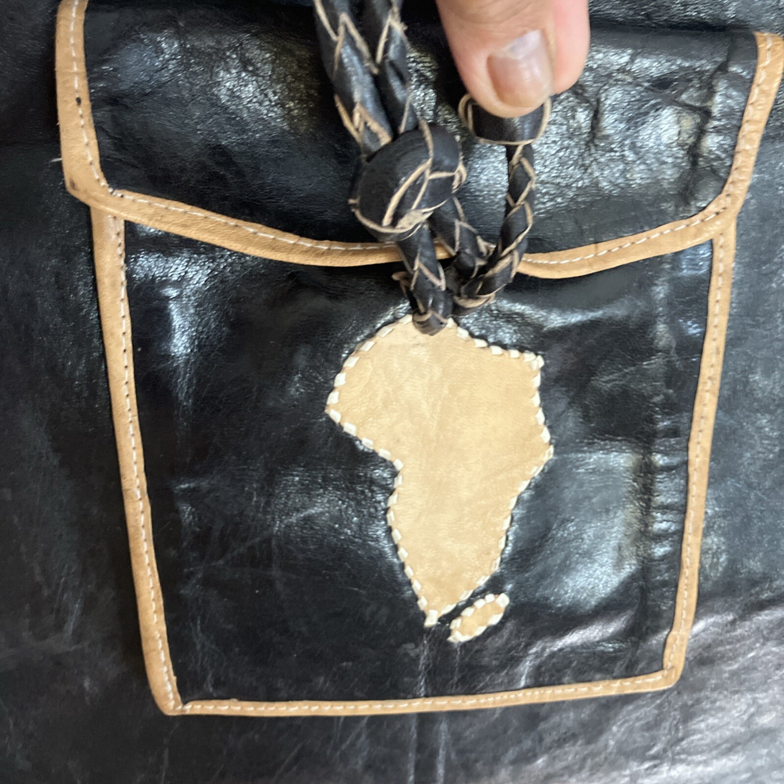 Handmade Leather Backpack With The Map Of Africa - Gem
