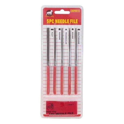 5PC Mini File Set DIP PVC/HDL Plastic Handle Red Flat Round Case Square ...