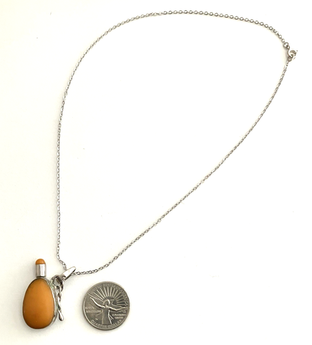 VTG Butter Amber Poison Charm Pendant with Silver Chain | eBay