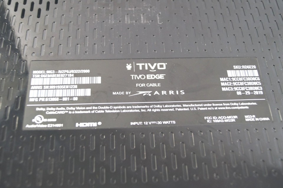 TIVO Edge MG3-R/ZPOJ/0322/2000 Cable DVR 2TB Streaming Media Player ...