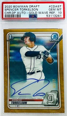 2020 Bowman Chrome Spencer Torkelson 1st Bowman Auto SP Gold Wave #/50 ...