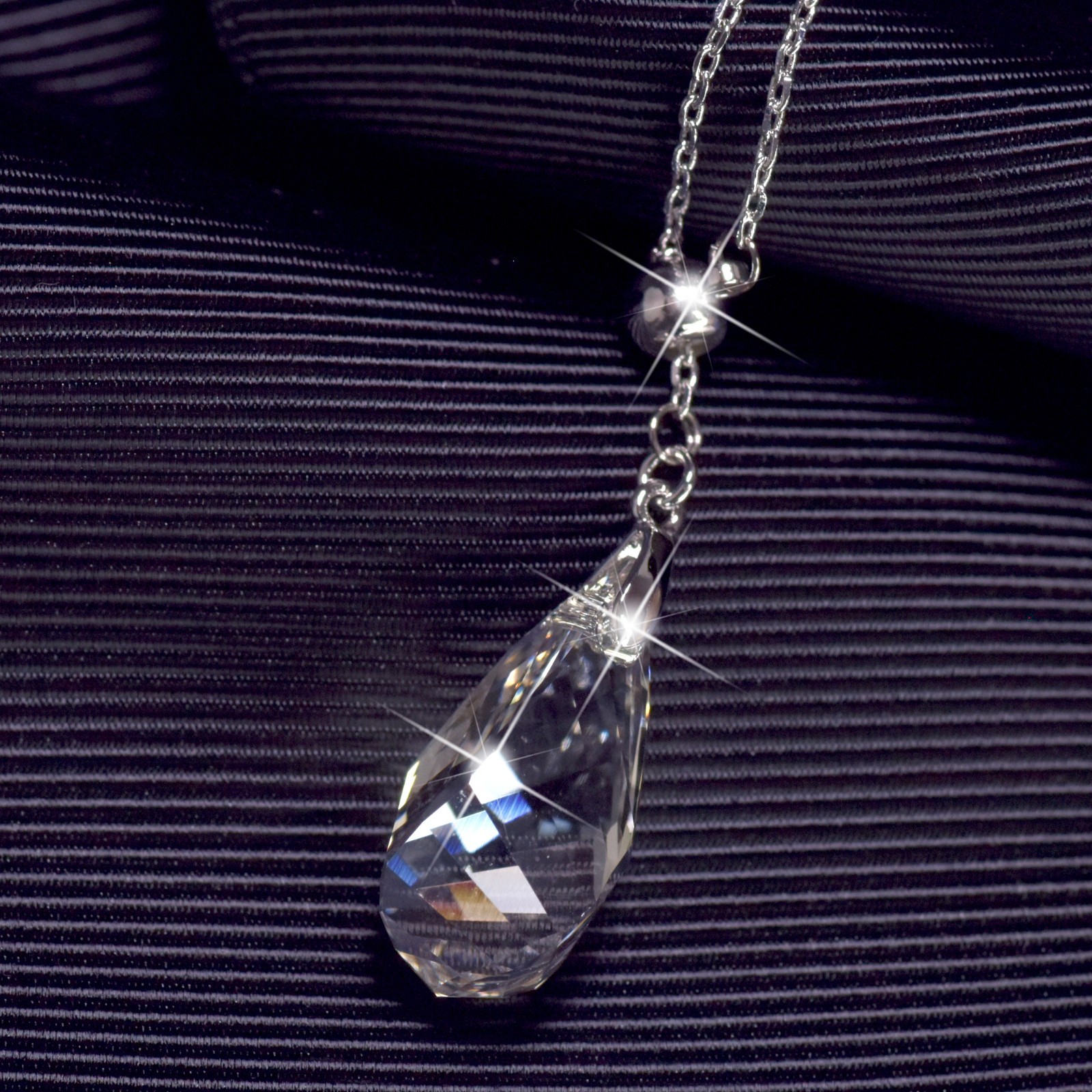 18k white gold gp made with swarovski crystal drop pendant necklace up ...