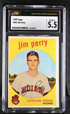 1959 Topps #542 Jim Perry Cleveland Indians - Rookie Card - CSG 5.5 Ex+ ...
