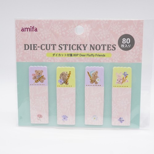 Amifa Japan Dear Fluffy Freinds Teddy Bear Rabbit Die-Cut Sticky Notes ...