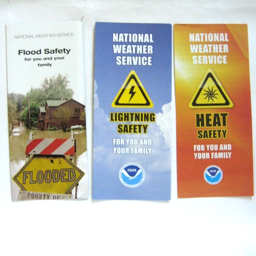 3 National Weather Service Safety Brochures Heat Lightning Flood For ...