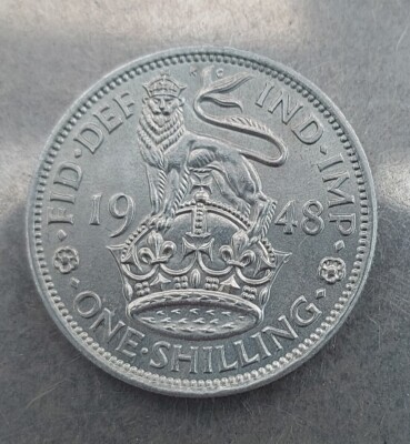 1948 King George VI English Reverse Shilling Almost Uncirculated Grade ...
