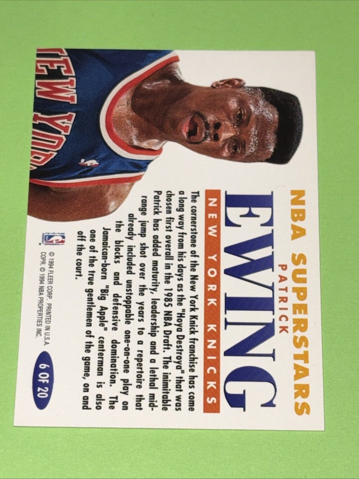 1993-94 Fleer NBA Superstars Patrick Ewing Insert #6 of 20 Knicks | eBay