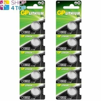 10 GP CR2032 LITHIUM CELL BATTERIES 3V COIN BUTTON DL2032 EXP 2034 5BL ...