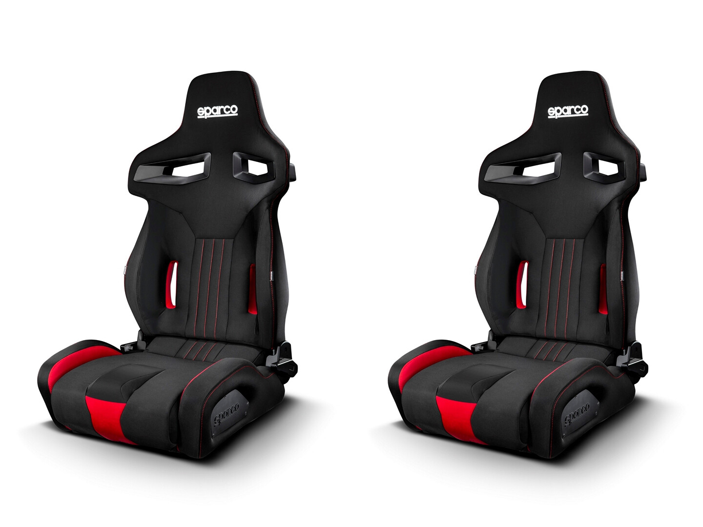 (PAIR) Sparco R333 Reclinable Racing Seat - Black/Red Fabric | eBay