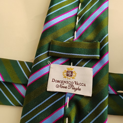 Domenico Vacca Men's Neck Tie Striped 7 Fold 100% Satin Silk Made in ...