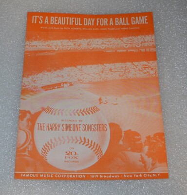 1961 IT'S A BEAUTIFUL DAY FOR A GAME BASEBALL MUSIC SHEET PROGRAM HARRY ...