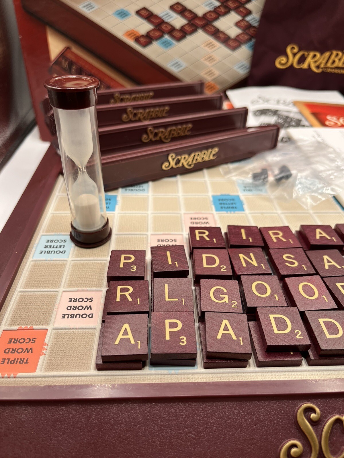 Scrabble Deluxe Edition Turntable Board Game Parker Brothers Complete ...