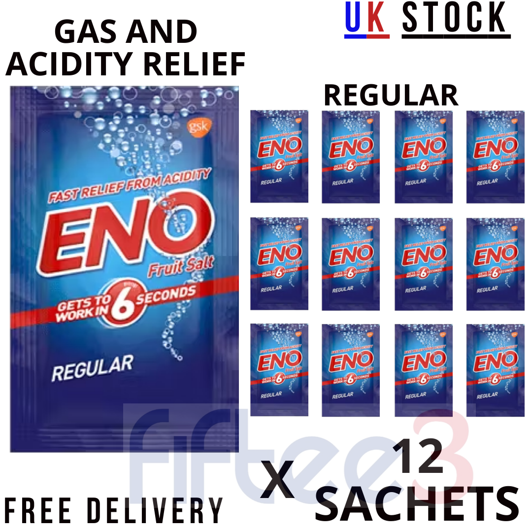 ENO Fruit Salt Regular Flavor 12 Sachets Quick Fast Relief ENO Regular ...