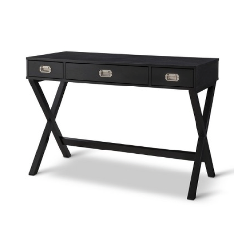 Target Threshold Black Campaign Wood Writing Desk with Drawers | eBay