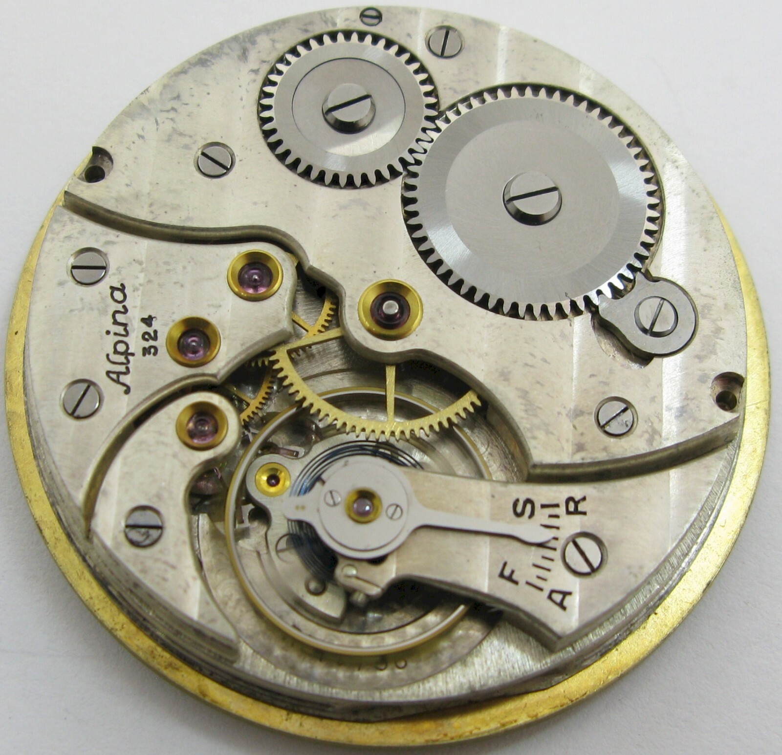Swiss round watch movement Alpina 324 base 736 for parts HC diameter 38 ...