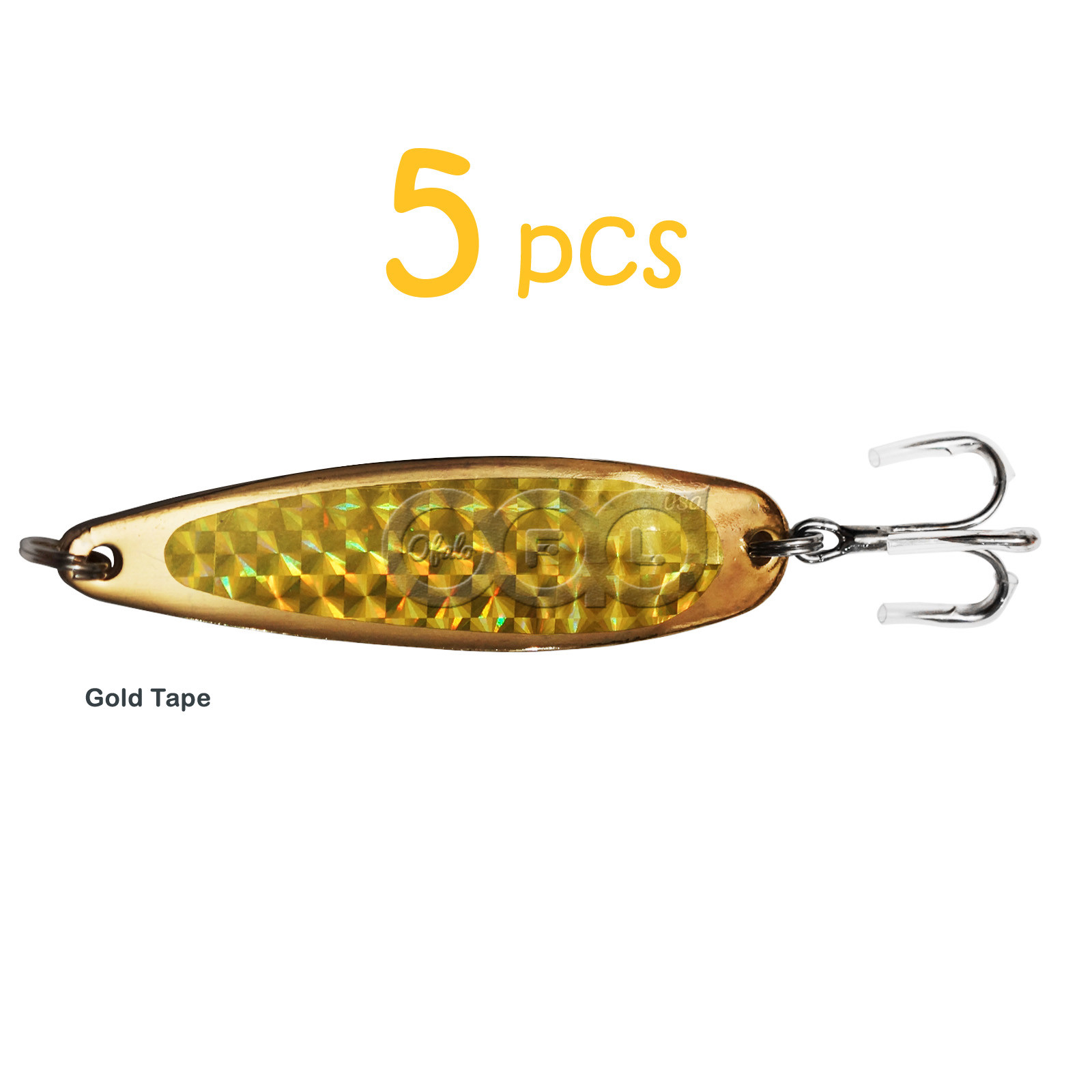 5pcs 2oz Metal 6" Fishing Spoons Treble Hook Fish Jigs Rigged shiny ...