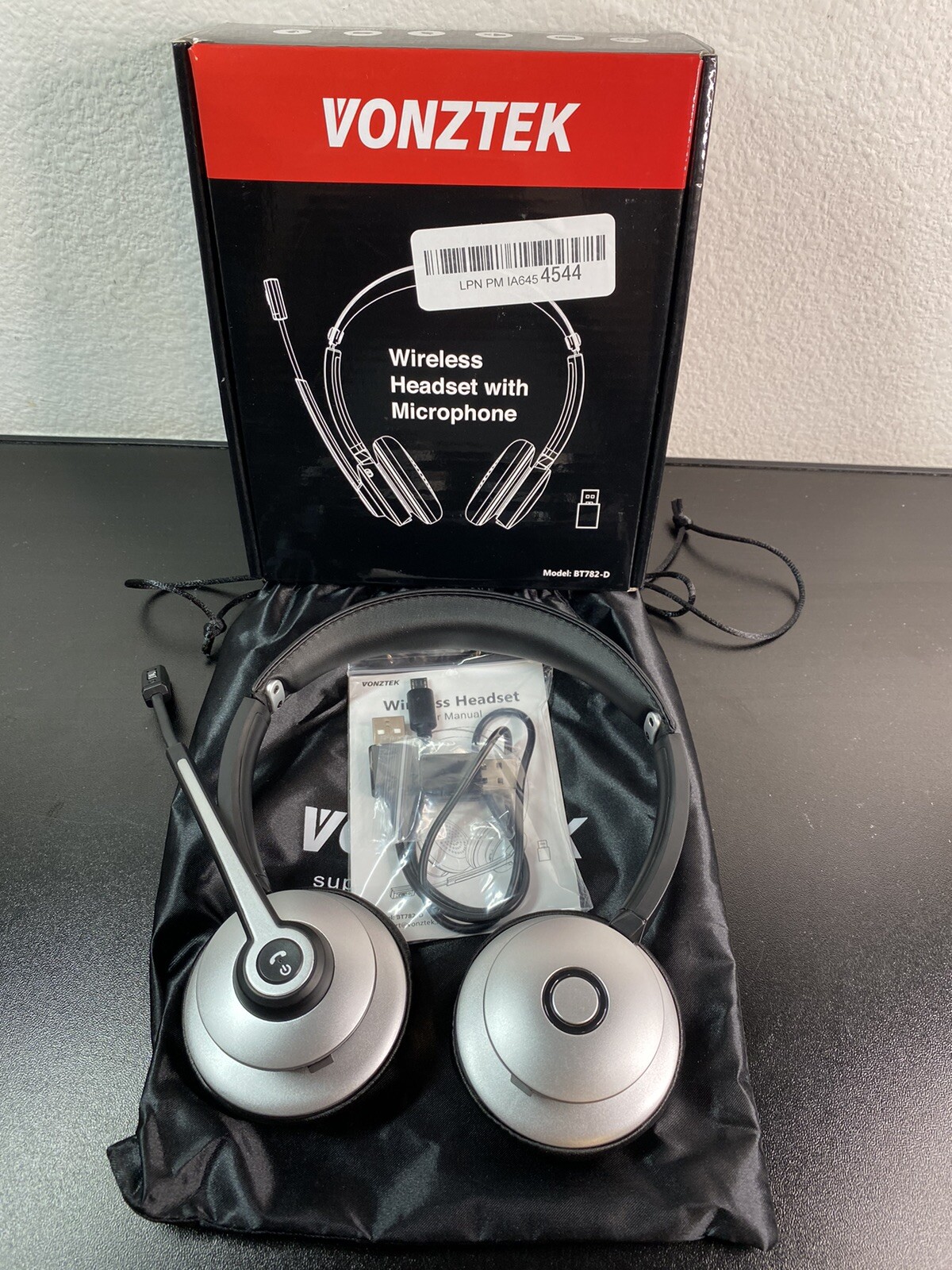 Vonztek BT782-D Silver Black Bluetooth Wireless Headset with Microphone ...
