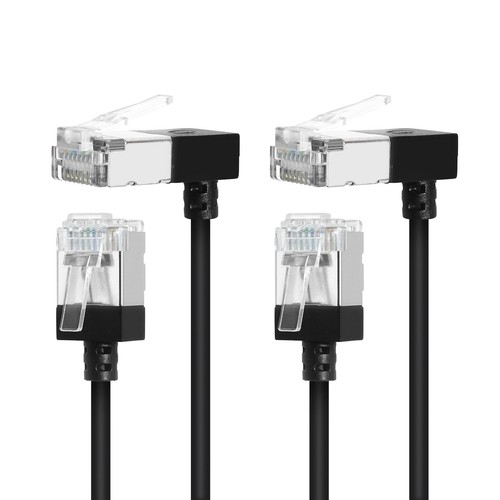 2Pack 90° Downward Angled Cat 6A Ethernet Ultra Slim Cable 30 Ft ...