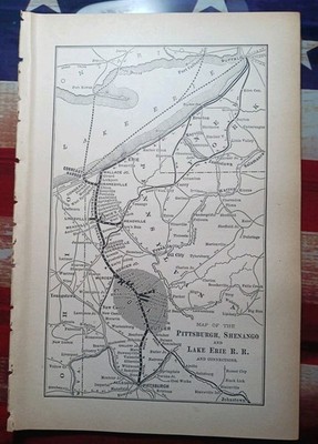 ~1895 Antique Train Route Map PITTSBURGH SHENANGO & LAKE ERIE RAILROAD ...