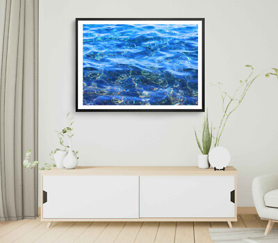 Blue Water Print, Water Waves Wall Art, Abstract Design Framed Wall Art ...