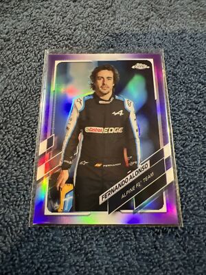 2021 Topps Chrome F1 Fernando Alonso #9 Purple Refractor Portrait #377/ ...