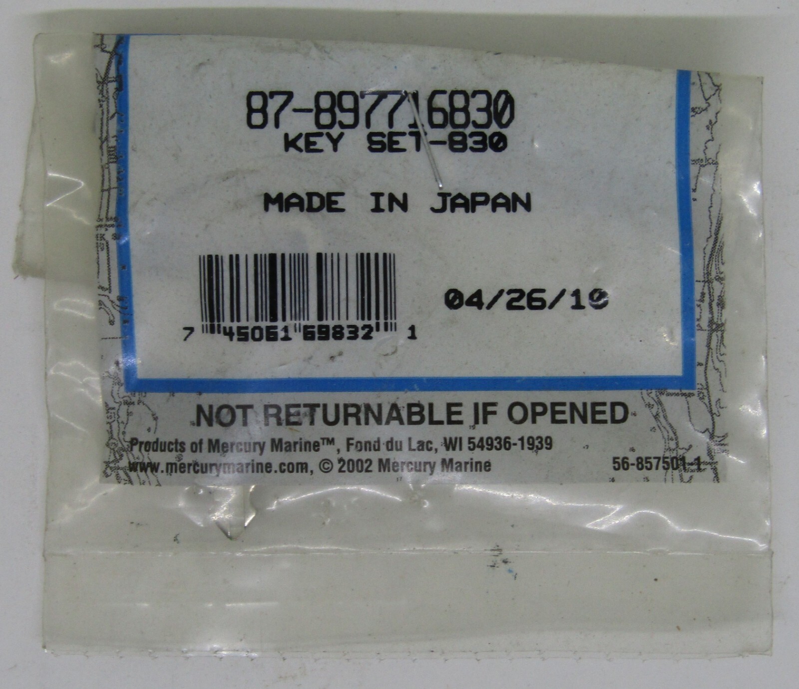 New Quicksilver Mercury Marine Boat OEM Key Set 830 Part No. 87 ...