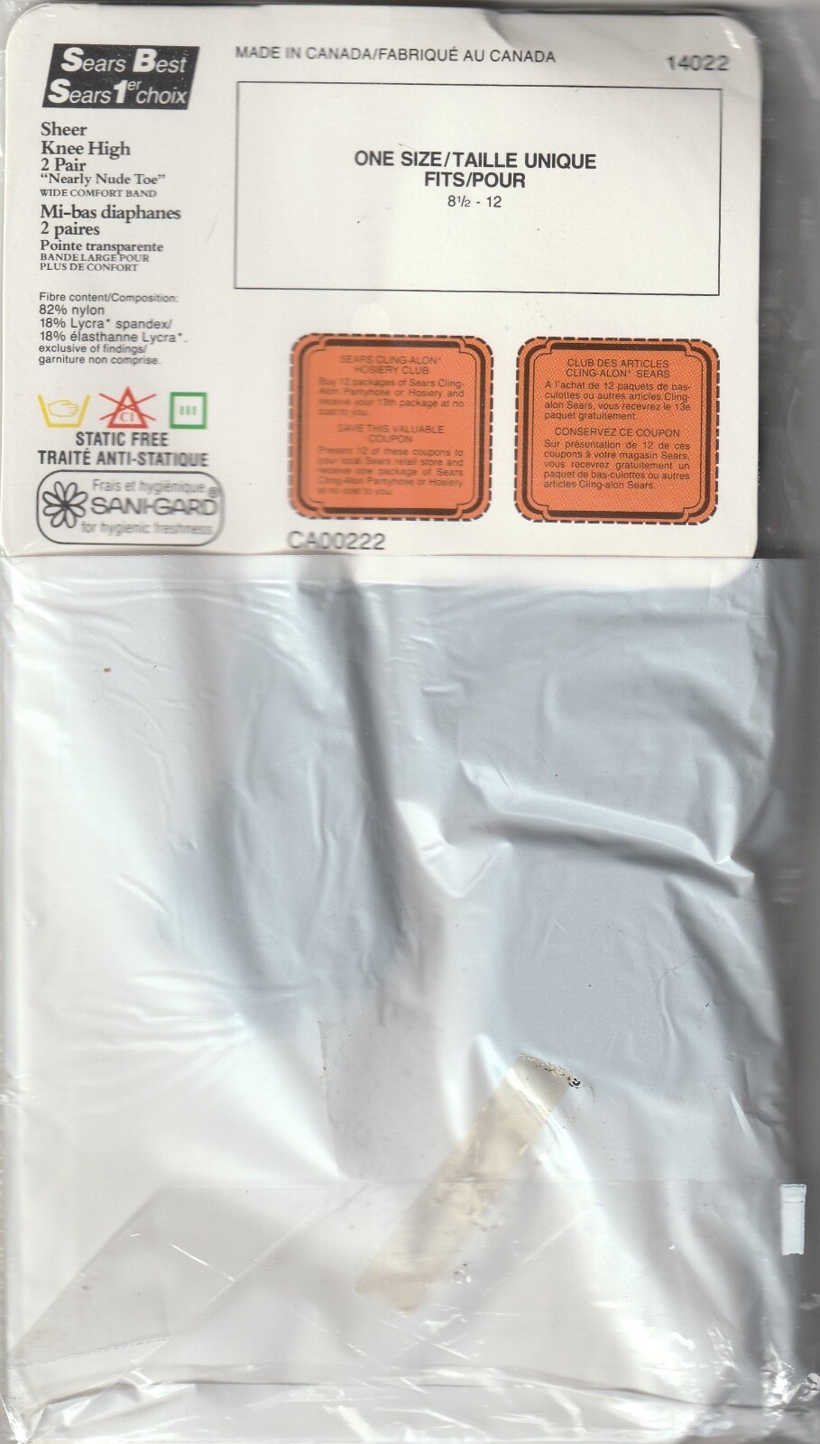 Vintage Sears Cling-Alon Knee High Stockings Sandalfoot Toe 2 Pairs 80 ...