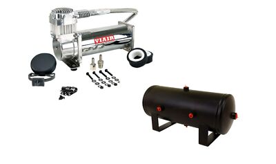 Viair 444C Single Chrome Compressor W/ 2 Gallon 6 Port Steel Air Tank ...