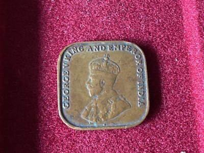1920 Straights & Settlements One 1 Cent King George V Square Coin #27 ...