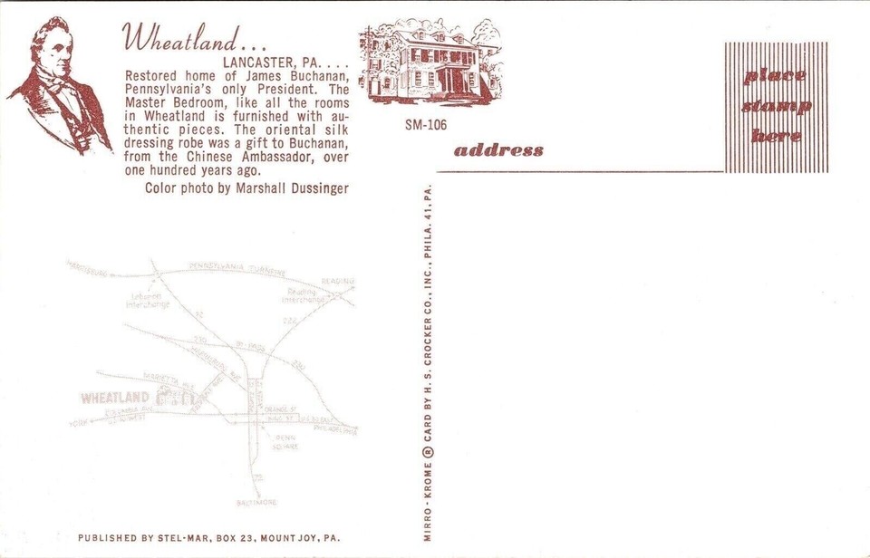 Master Bedroom Wheatland Home James Buchanan PA Pennsylvania Postcard ...