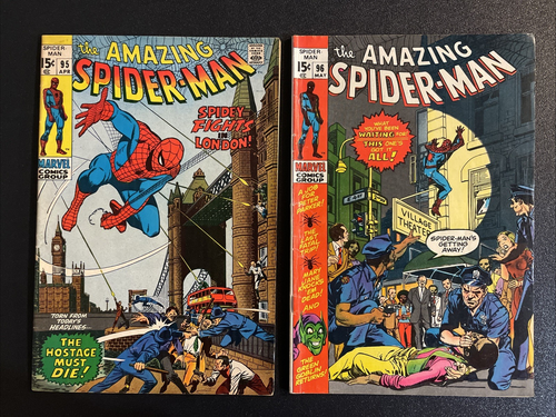 AMAZING SPIDER-MAN #95 96 Comic Books Marvel 1971 GWEN STACY Fine STAN ...