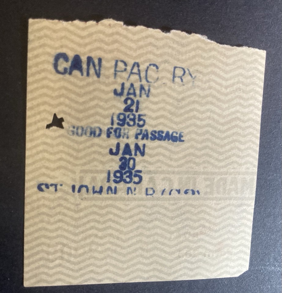 1935 Canadian Pacific Railway CPR Ticket Stub St John NB To Montreal | eBay