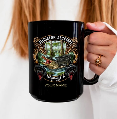 Alligator Alcatraz Coffee Mug Funny Florida Everglades Parody Gator Cup ...
