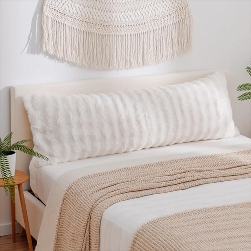 Faux Fur Body Pillow Cover, Super Soft Fuzzy Plush Bedding Pillow Long ...