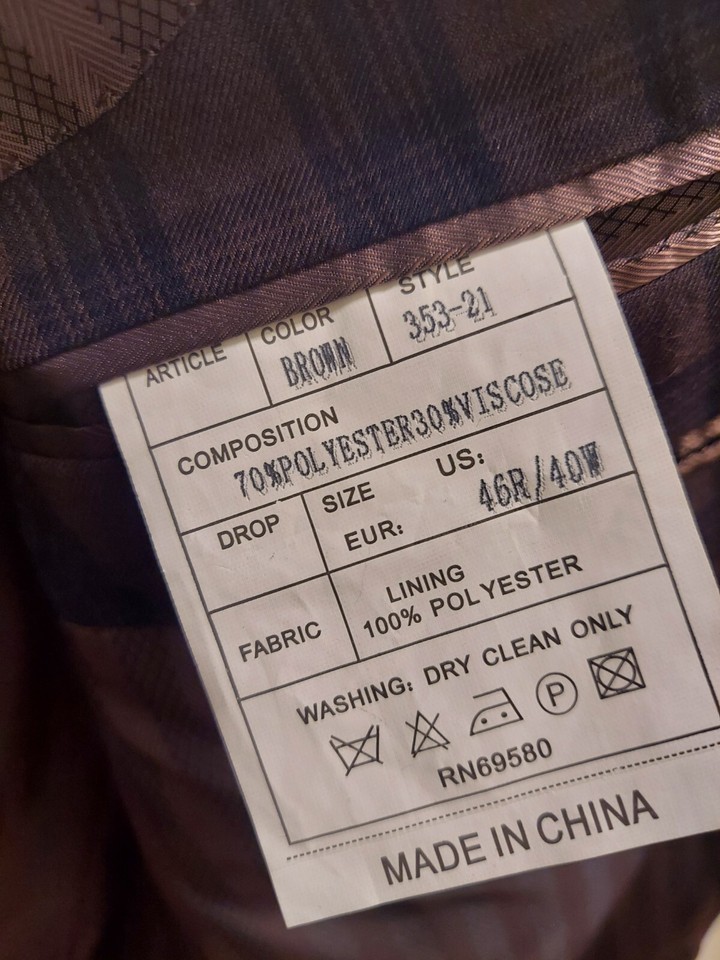 Lineage Signature Collection Mens 3 Piece Brown Plaid Suit Size 46R/40W ...