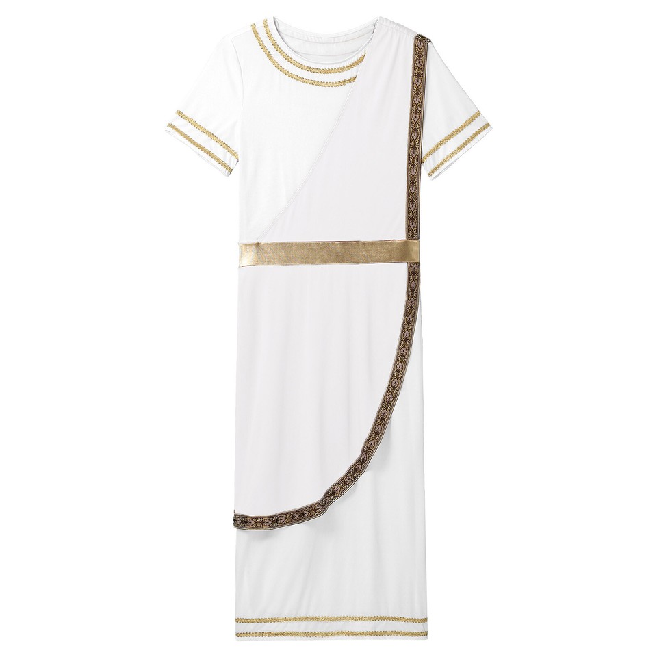 Mens Ancient Greek Toga Short Sleeve Roman Robe Caesar Party Masquerade ...