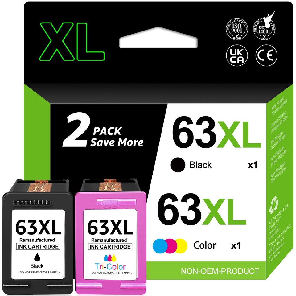63XL Ink Cartridge Lot for HP 63 XL OfficeJet 3830 4650 4655 ENVY 4512 ...
