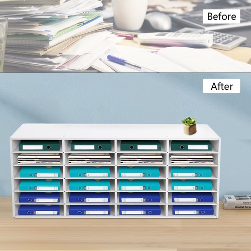 24 Slots Paper & Mail Organizer File Classification Cabinet Literature ...