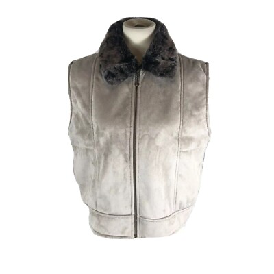 County Clothing Co Vintage Valley Vest Sz L Faux Suede Zip Up Fleece ...