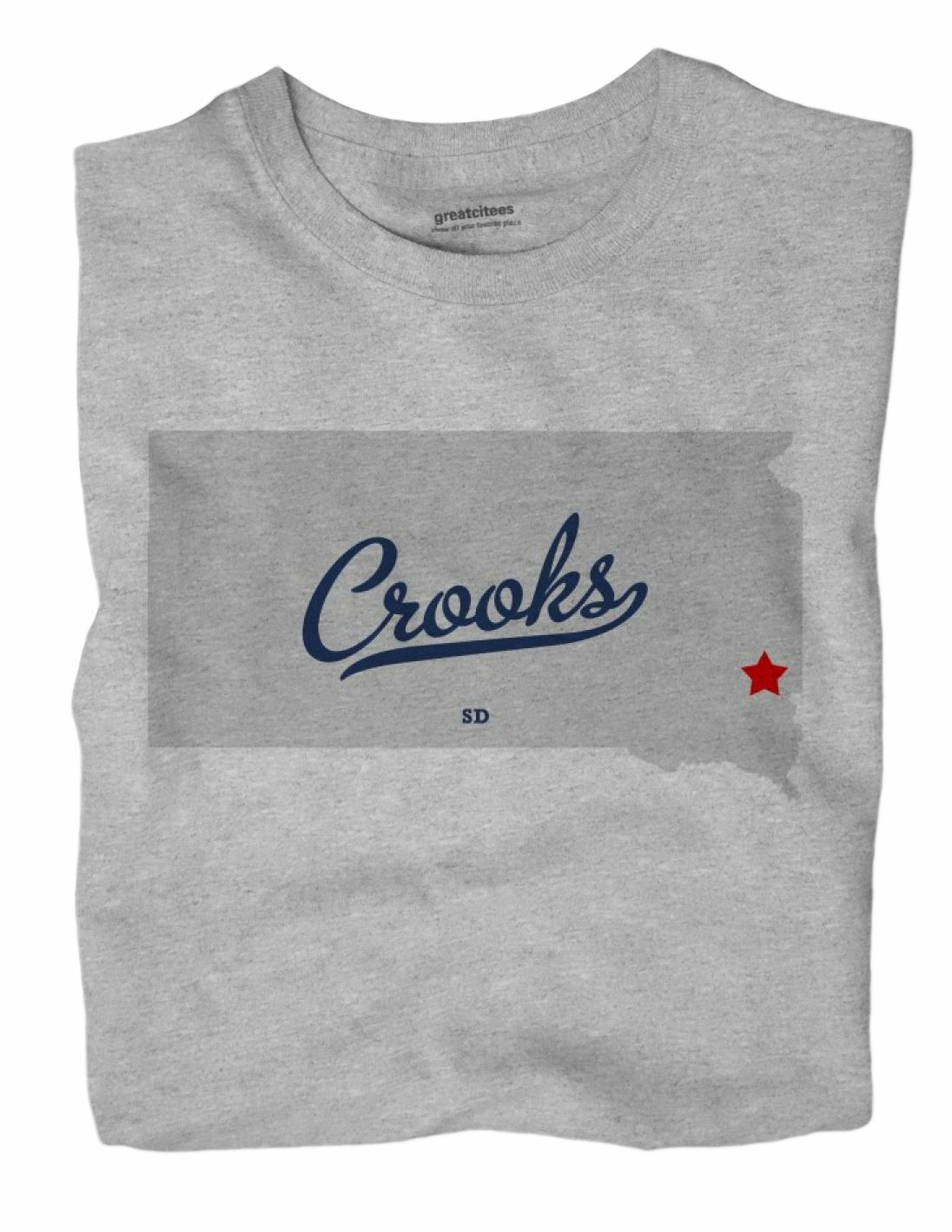 Crooks South Dakota SD SDak T-Shirt MAP | eBay