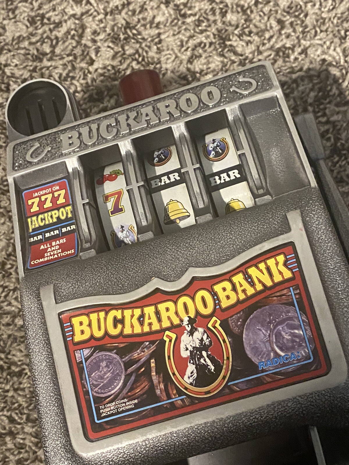 Vintage Buckaroo Coin Bank 3-Reel Slot Machine Works, No Coins/Tokens ...