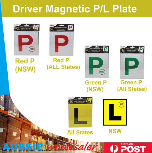 Au Magnetic L/ P RED / Green Plate - All States/ NSW Driver Magnetic ...