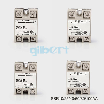 SSR Single-phase Solid State Relay 10-100A AC-AC Input 80-280VAC Load ...