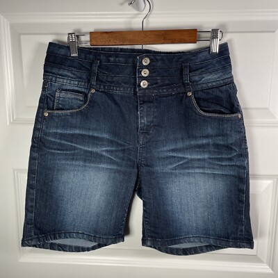 CATO Denim Blue Jean Shorts Bermuda size 3 Button Fly Wide Waist Band ...