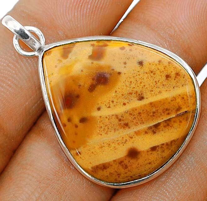 Natural Yellow Agate 925 Solid Genuine Sterling Silver Pendant Jewelry ...