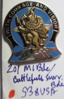 Army crest DI dui CB 201st MILITARY INTELLIGENCE BRIGADE MI bde s38 USA ...
