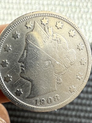 1908 LIBERTY HEAD "V" NICKEL Cent Coin | eBay