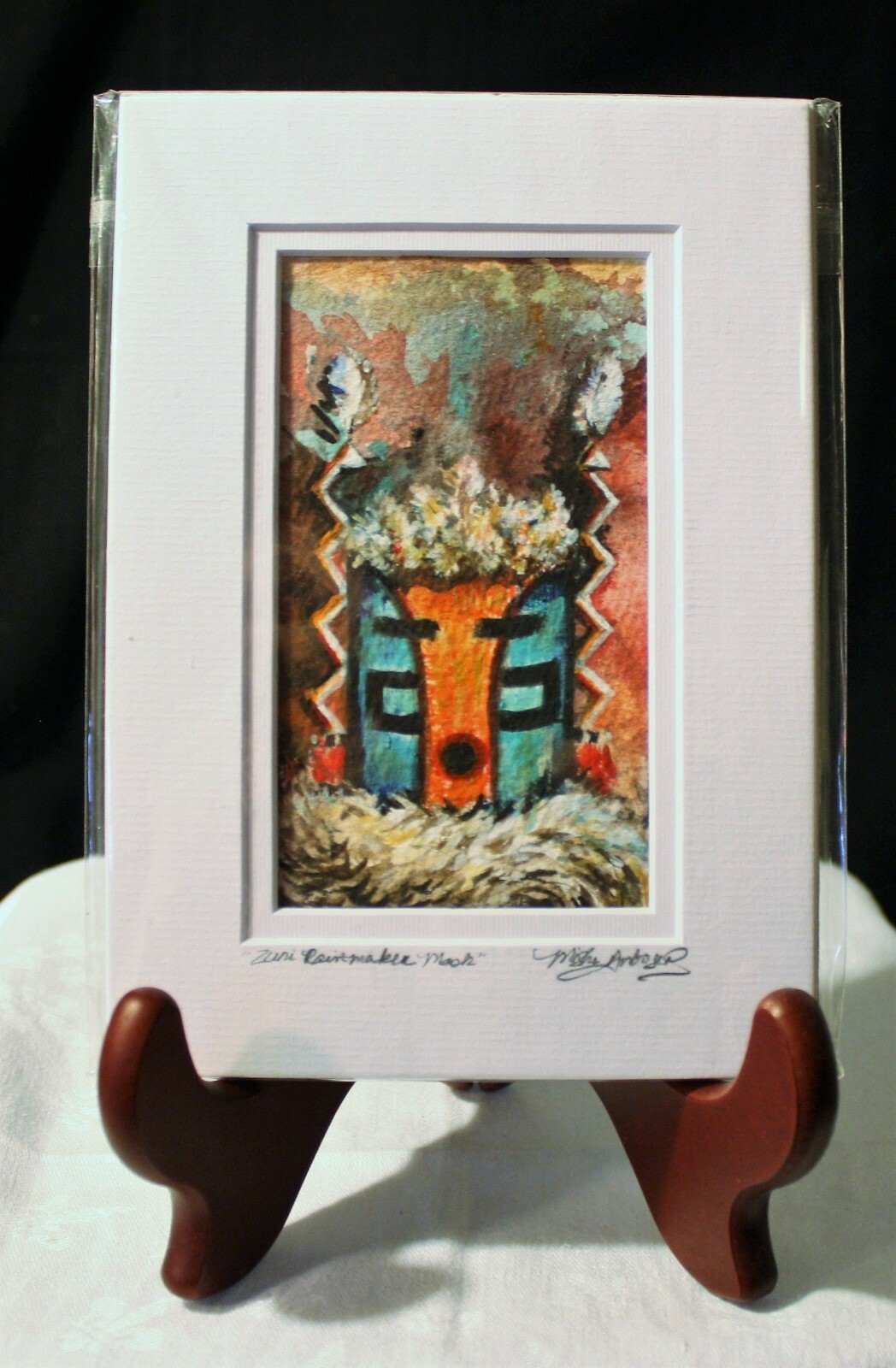 ORIGINAL SIGNED SMALL ARTWORK "RAINMAKER MASK" KACHINA ART by MISHA ...