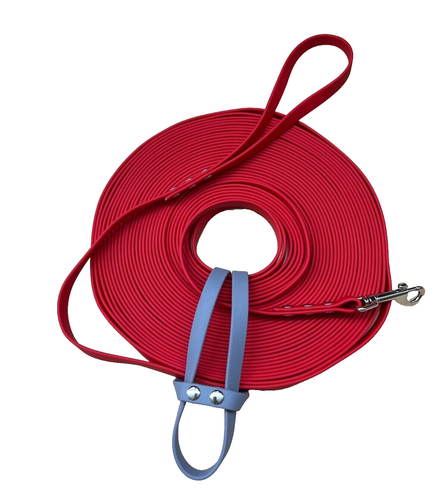 50' USA Made Biothane Dog Drag Line - 1/2" width - with leash keeper ...