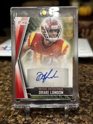 2022 DRAKE LONDON Falcons USC Sage Football High Series RED Autograph ...